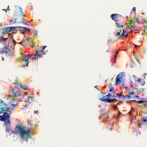 Watercolor Fairy Clipart, 20 PNG Watercolor Fantasy Fairy Floral Magic ...