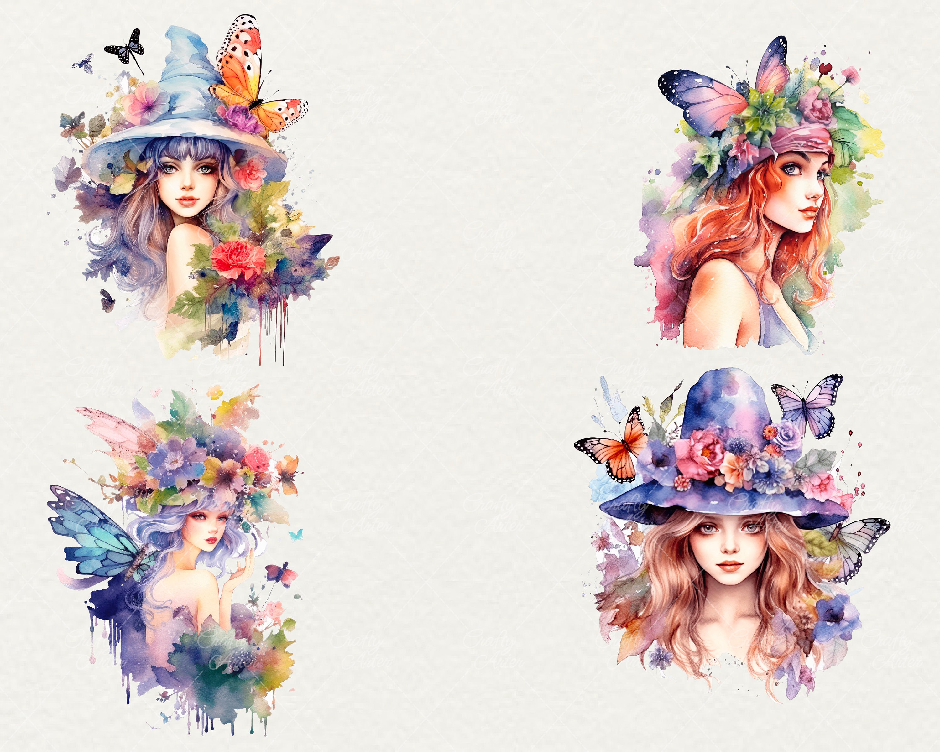 Watercolor Fairy Clipart 20 PNG Watercolor Fantasy Fairy - Etsy