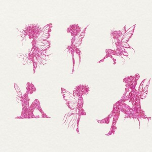 Pink Glitter Fairy Clipart, 24 Png Pixie Dust Fairies, Pink Sparkle ...