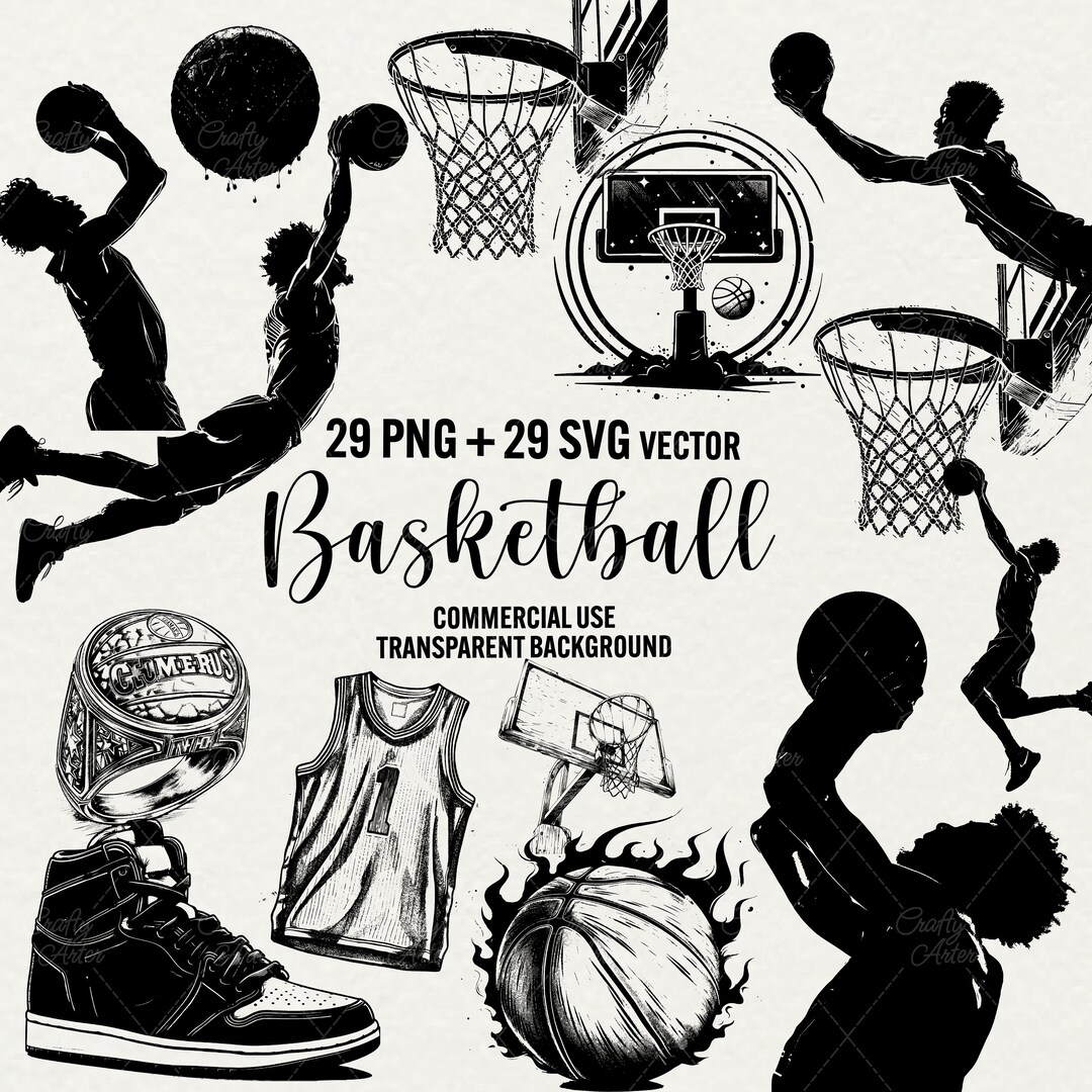 Basketball Svg Bundle, 29 Svg and Png Basketball Silhouette, Basketball ...