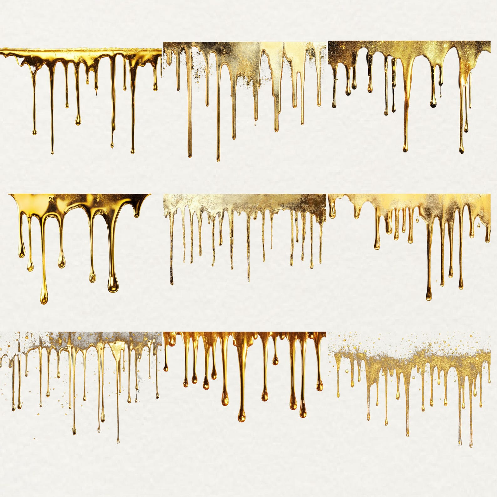 Gold Drip Clipart: Metallic Photo Overlays, Scrapbook PNG (digital ...
