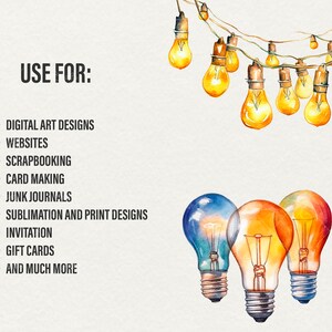 Watercolor Light Bulb Clipart: 30 PNG Illustrations (commercial Use) - Etsy