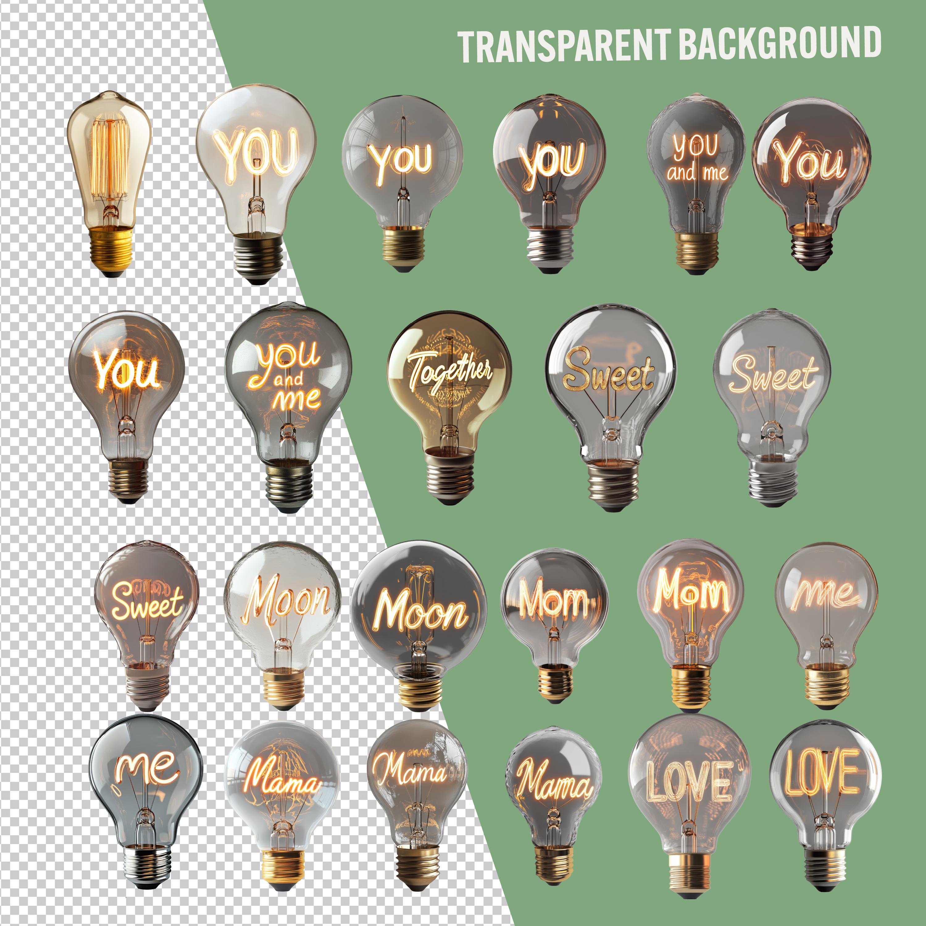 Light Bulb Word PNG Clipart: Neon Sign Letters (digital Download) - Etsy
