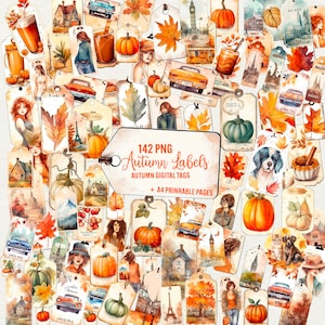 Autumn Labels Clipart, Tag Clipart, 142 PNG and A4 Sheets, Printable ...