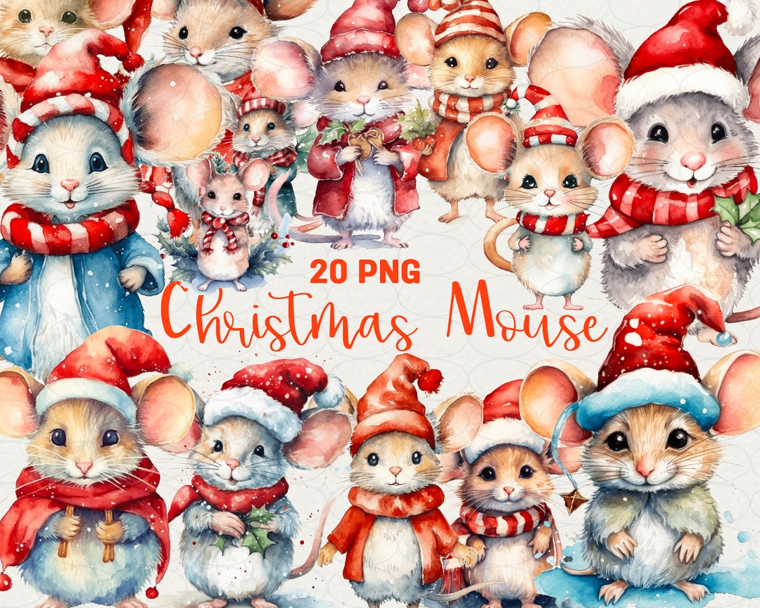 Christmas Mouse Clipart Christmas Sublimation Clipart Winter Clipart ...