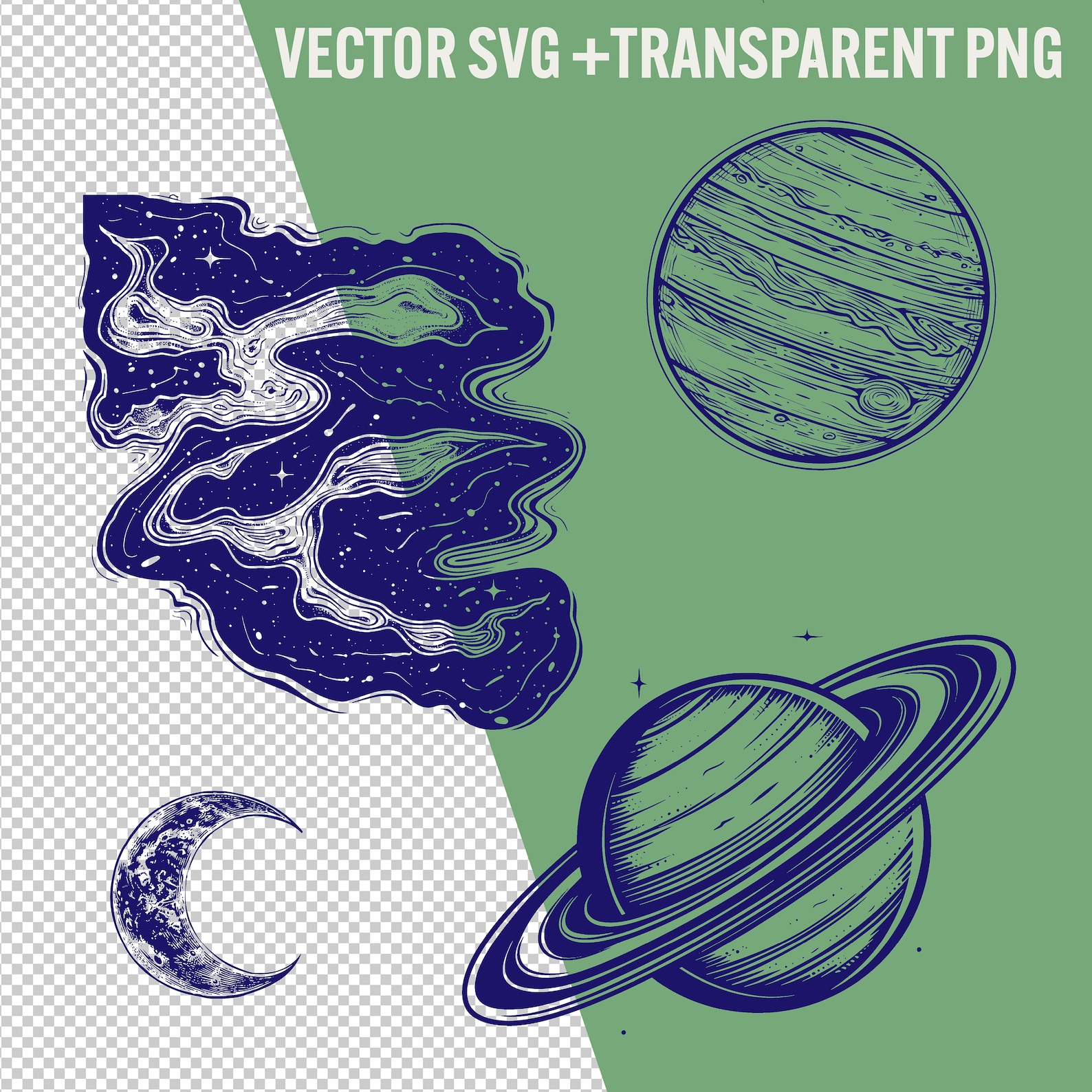 Celestial Clipart, Moon and Stars Svg, Outer Space Png, Planets Svg ...