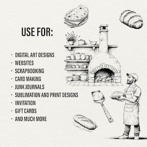 Bread Line Art Clipart, 92 Png Bakery Line Drawing Graphics, Artisan ...