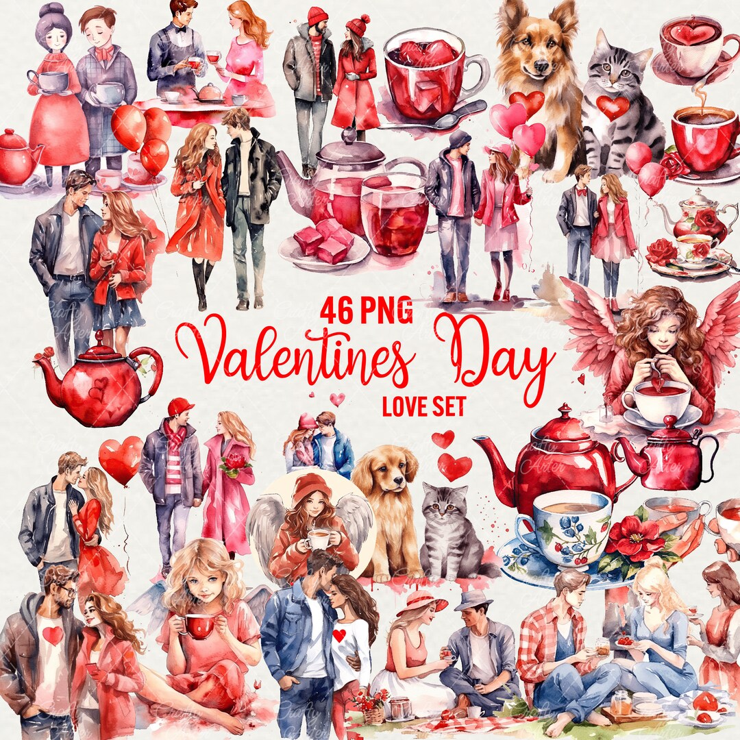 Valentine's Day Clipart Bundle, 46 Png Valentines Day Love Graphics ...