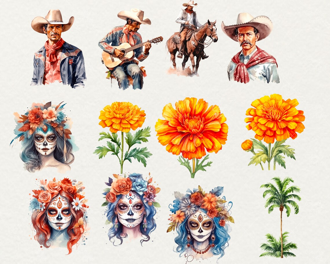 Watercolor Mexico Clipart: 53 PNG Travel Graphics (commercial Use) - Etsy
