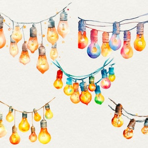 Watercolor Light Bulb Clipart: 30 PNG Illustrations (commercial Use) - Etsy