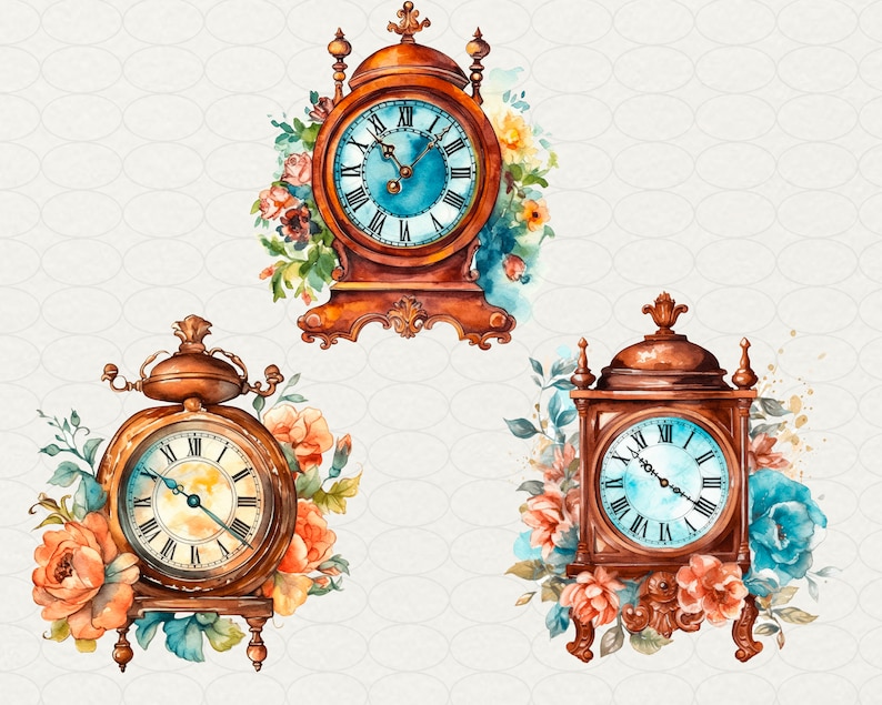 Vintage Clocks Clipart Antique Clock Clipart 24 PNG Vintage - Etsy