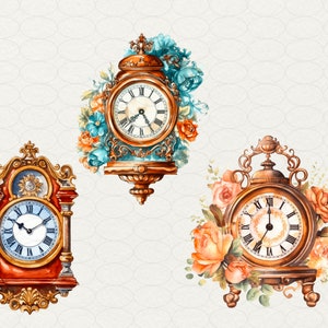 Vintage Clocks Clipart, Antique Clock Clipart 24 PNG, Vintage Aesthetic ...