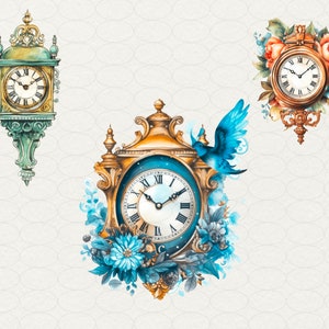 Vintage Clocks Clipart, Antique Clock Clipart 24 PNG, Vintage Aesthetic ...