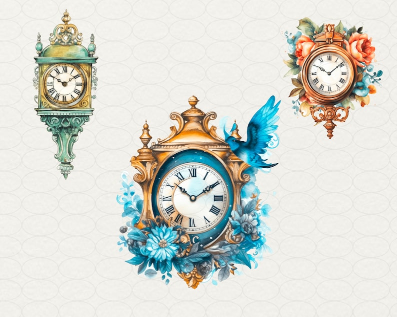 Vintage Clocks Clipart Antique Clock Clipart 24 PNG Vintage - Etsy