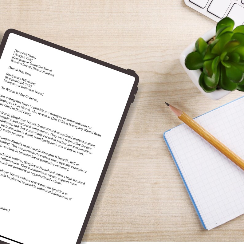 Editable Recommendation Letter Template | Professional Reference ...