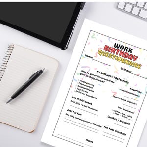 Employee - Get to Know Me - Birthday Questionnaire | Office Celebration ...