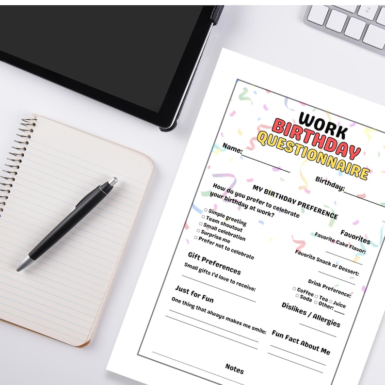 Employee - Get to Know Me - Birthday Questionnaire | Office Celebration ...