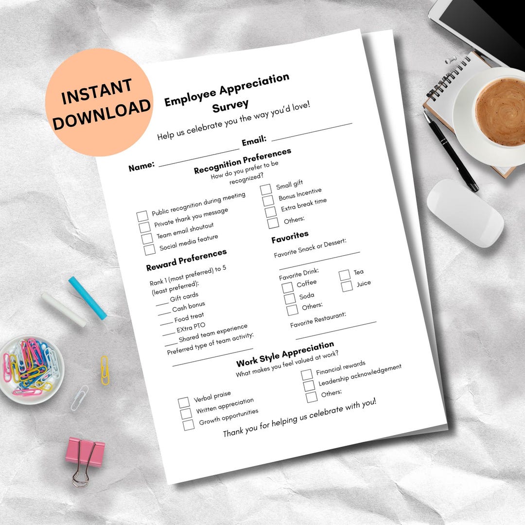Employee Appreciation Survey Template, Staff Engagement Questionnaire ...