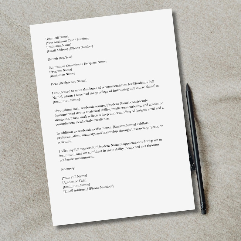 Editable Recommendation Letter Template | Professional Reference ...