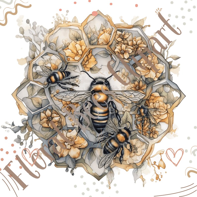 Blumen Bienen Clipart| Sublimationsdesign | DIY | Druckbares Design ...