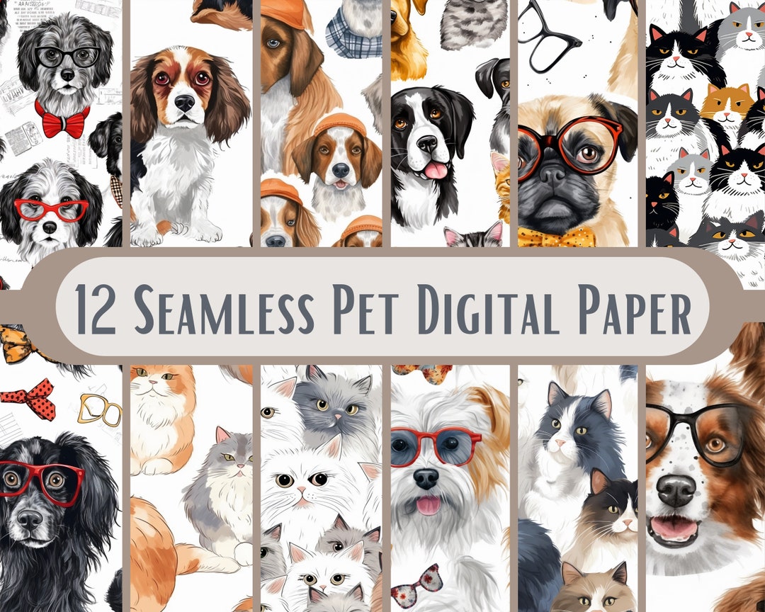 Boho Pets Digital Papers | Dog and Cat Pattern | Pet Wall Art | Digital ...
