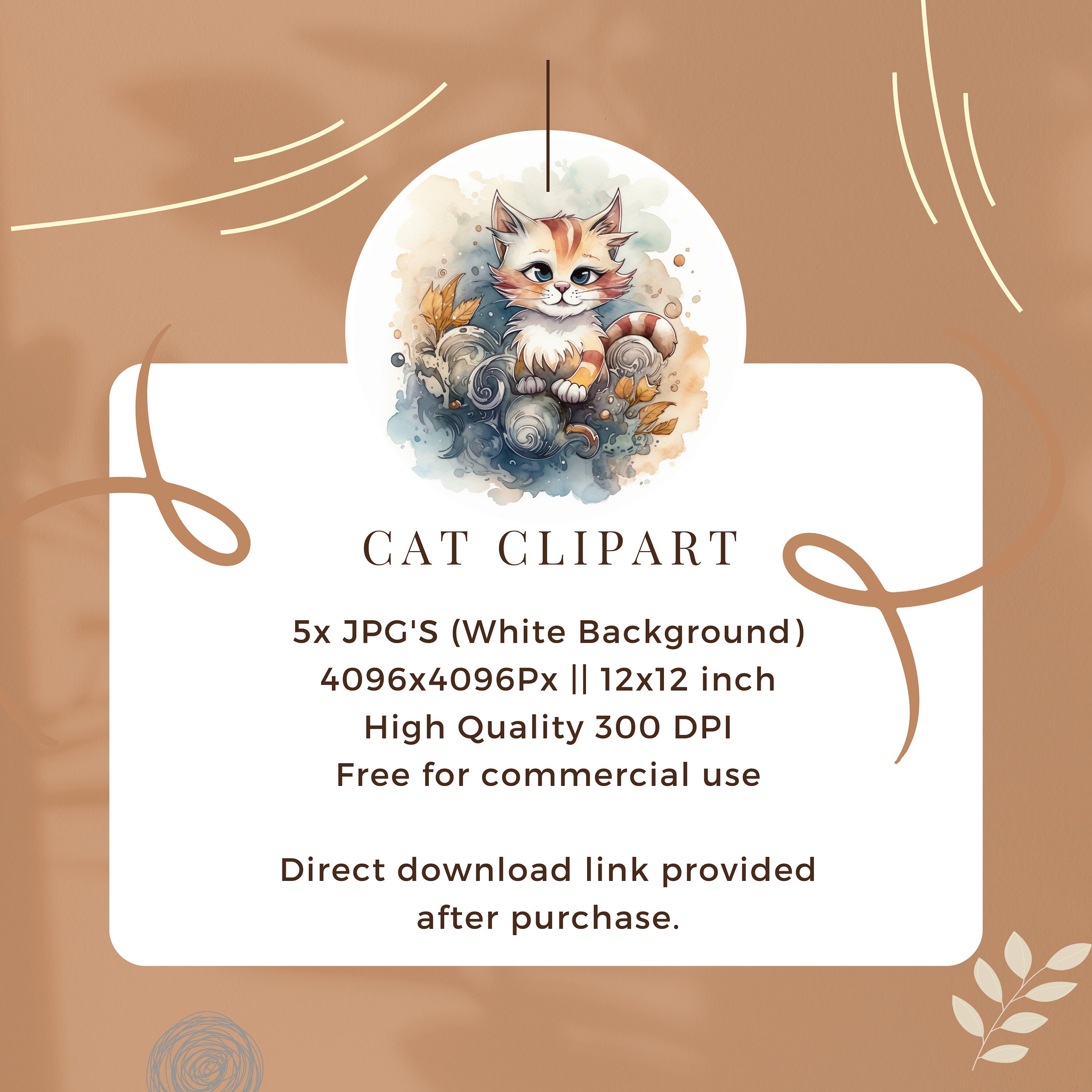 Cat Clip Art Sublimation Design DIY Printable Design Digital Cat ...