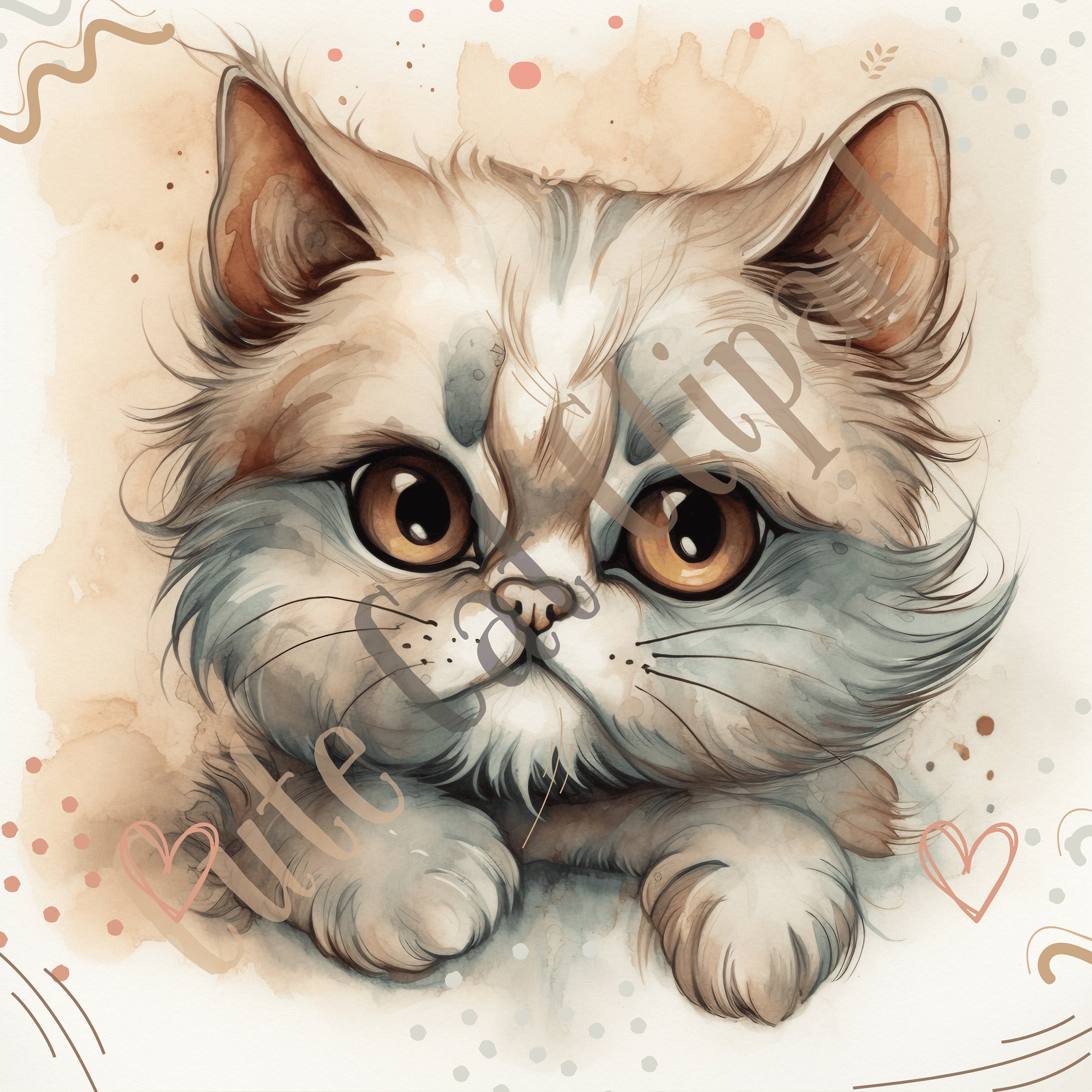 Cat Clip Art Sublimation Design DIY Printable Design Digital Cat ...