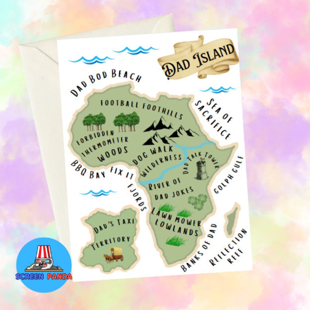 Dad Island Father's Day Card, Dad's Map of Responsibilities Cute Funny ...