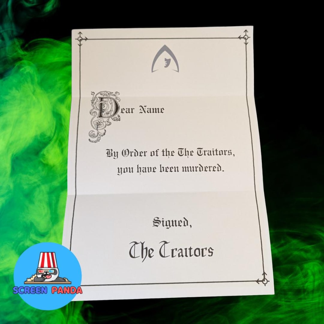 The Traitors Letter You Have Been Murdered by Order of the Traitors ...