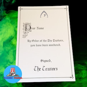 The Traitors Letter You Have Been Murdered by Order of the Traitors ...