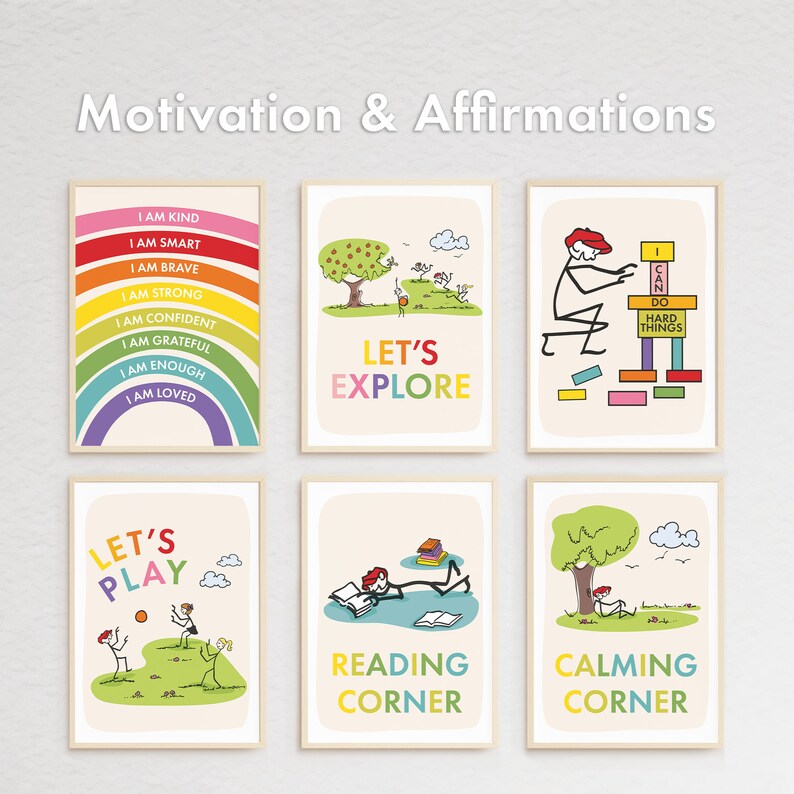 Learning Digital Poster Set 18, Rainbow Teacher Classroom Decor ...