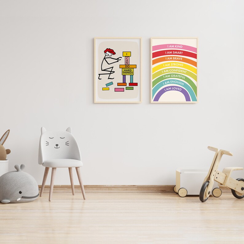 Learning Digital Poster Set 18, Rainbow Teacher Classroom Decor ...