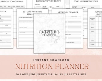 Food Journal Printable Landscape Diet Meal Planner Exercise Tracker ...