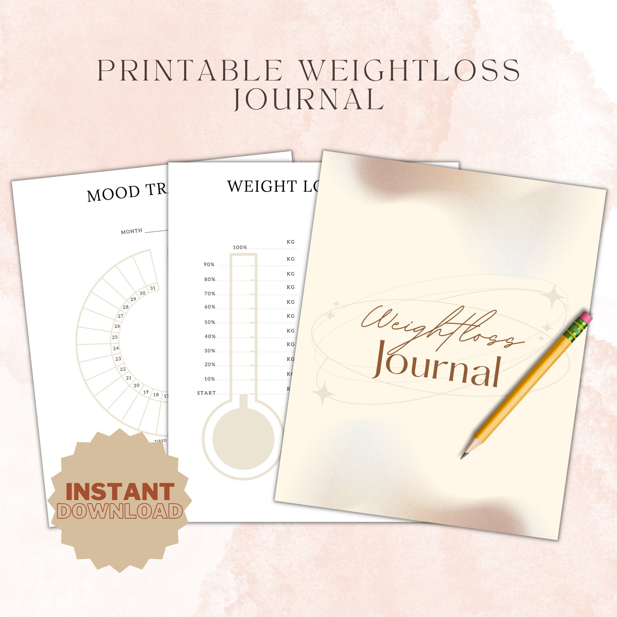 Weight Loss Journal Printable BUNDLE PACK Workout Fitness Journal Meal ...