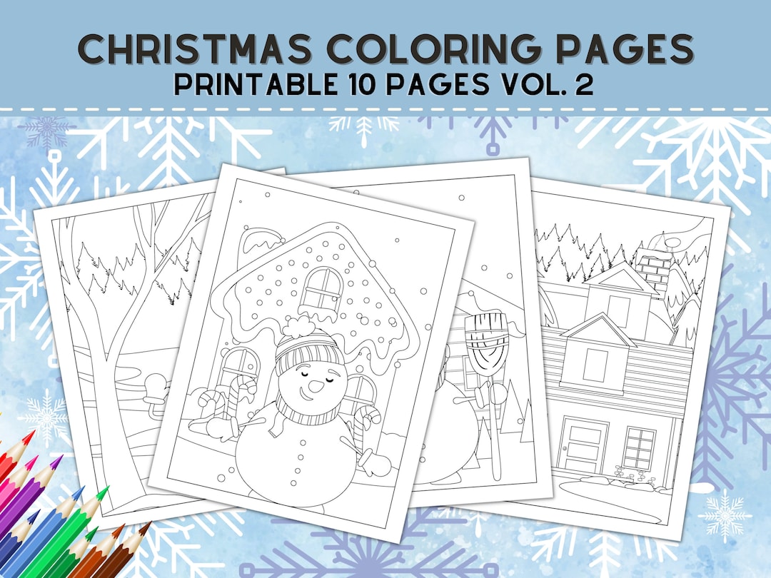 10 Christmas Kids Coloring Pages Instant Download Printable Coloring ...