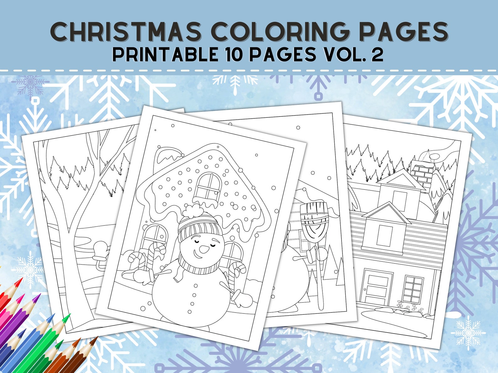 10 Christmas Kids Coloring Pages Instant Download Printable Coloring ...