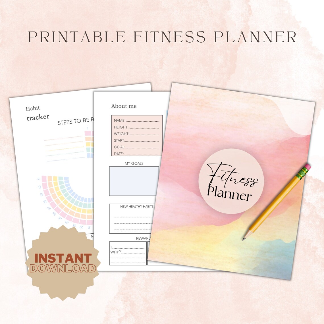 Printable Fitness Planner BUNDLE PACK Health Fitness Printable Workout ...