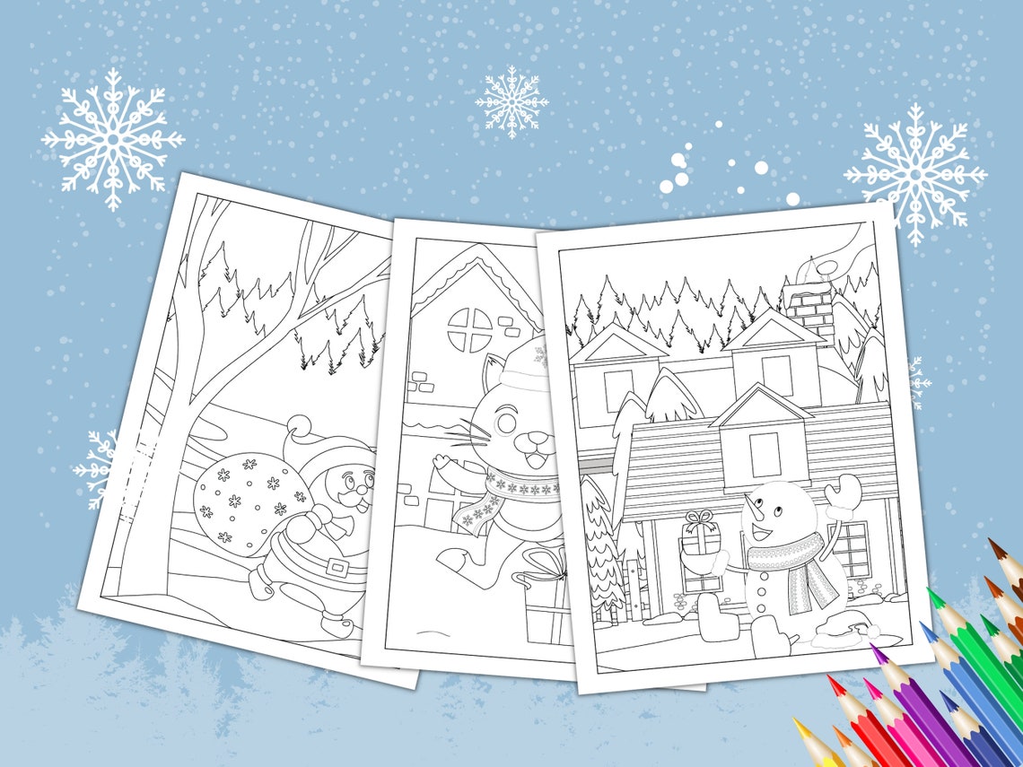 10 Christmas Kids Coloring Pages Instant Download Printable Coloring ...