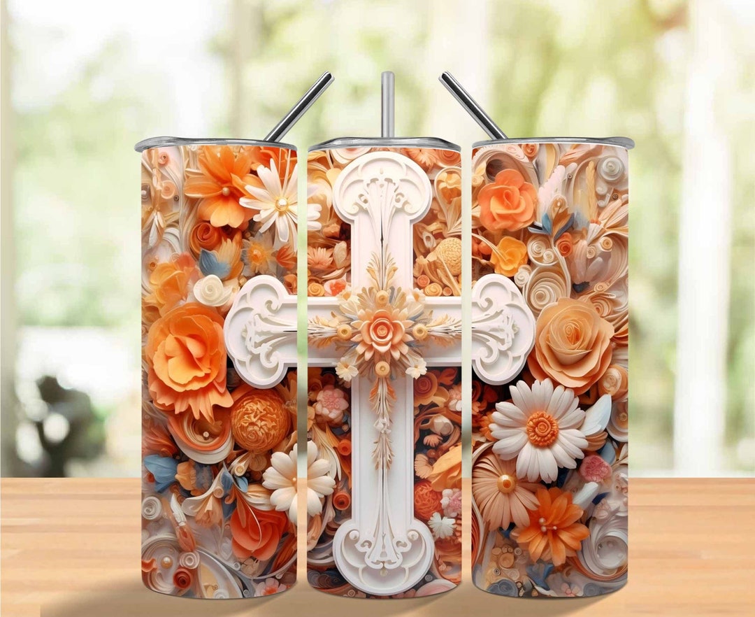 3D Tumbler Wrap Christian Cross, 20 Oz Skinny Tumbler Sublimation ...