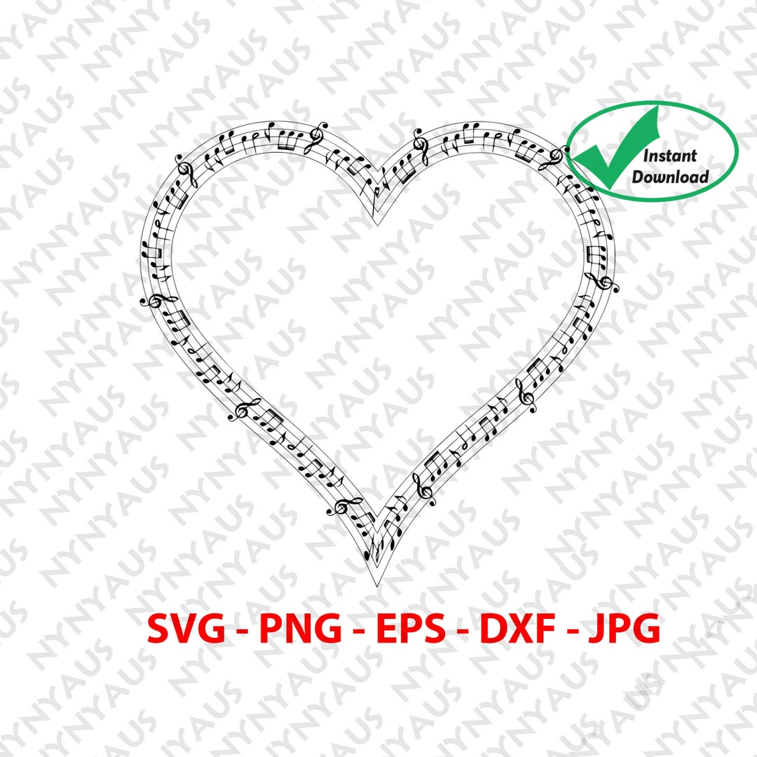 Heart Music Notes SVG, Musical Note SVG Design for Crafts, Music Heart ...