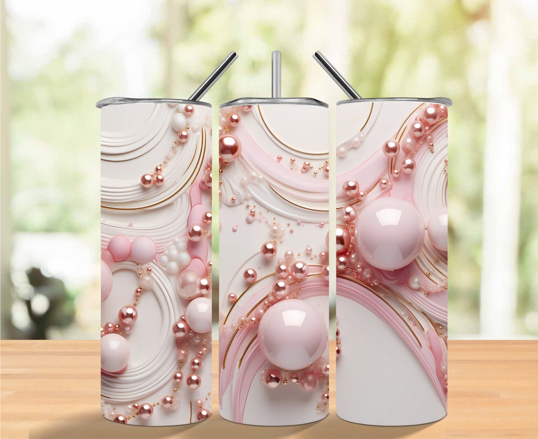 Diseños de vaso flaco de sublimación de perlas rosas 3D de 20 oz ...