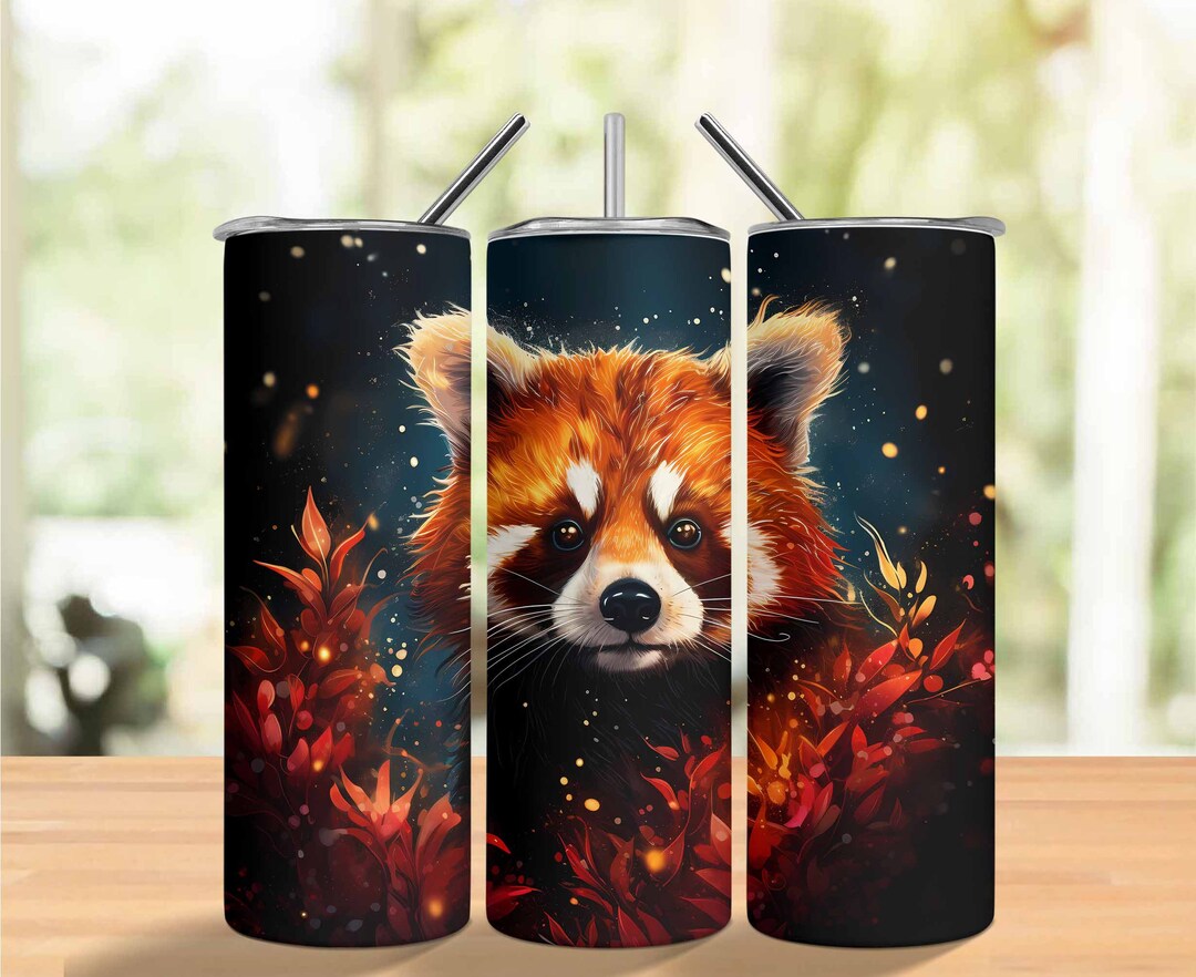 Alcohol Ink Red Panda 20 Oz Skinny Tumbler Sublimation Design Digital ...