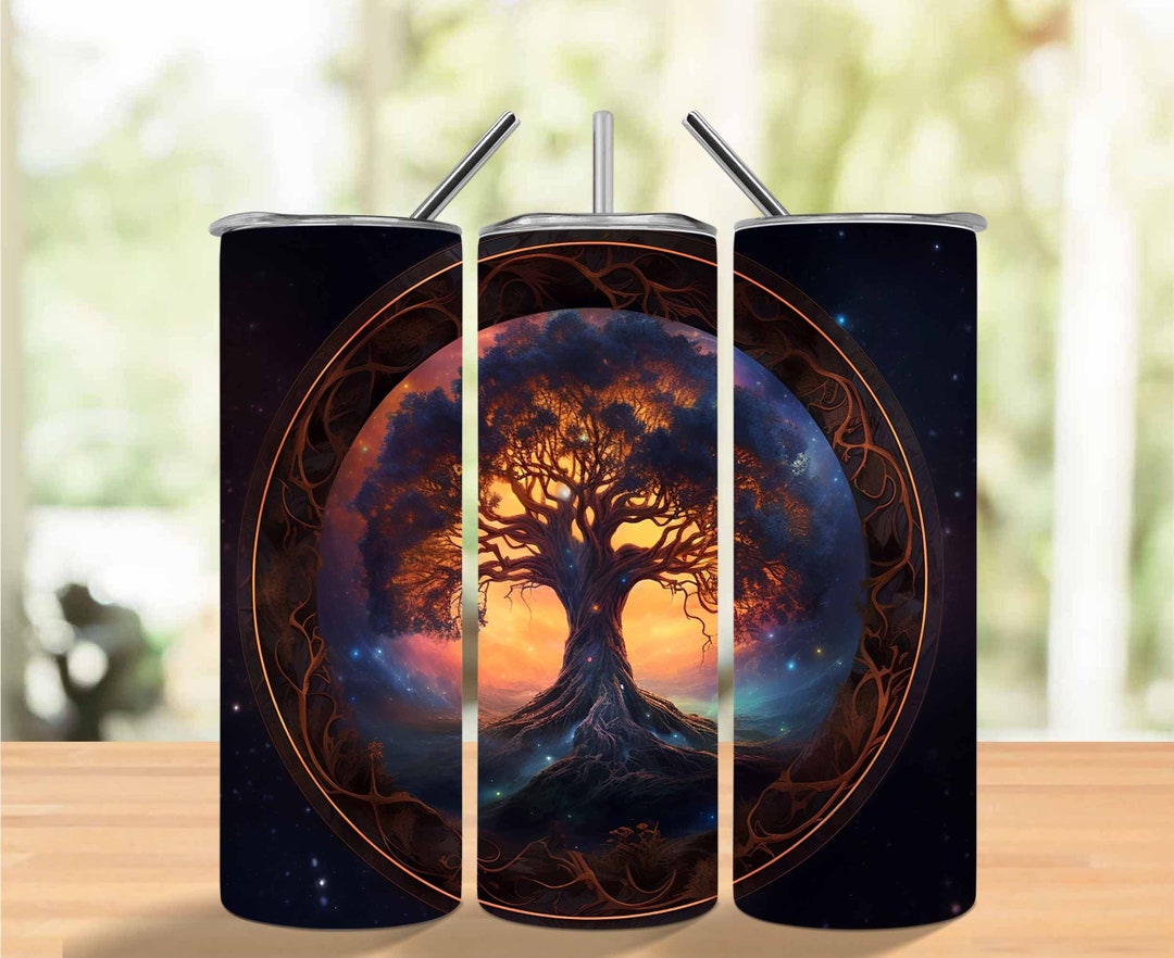 Tree of Life Celestial Neon Bright Tumbler 20 Oz Skinny Tumbler Wrap ...
