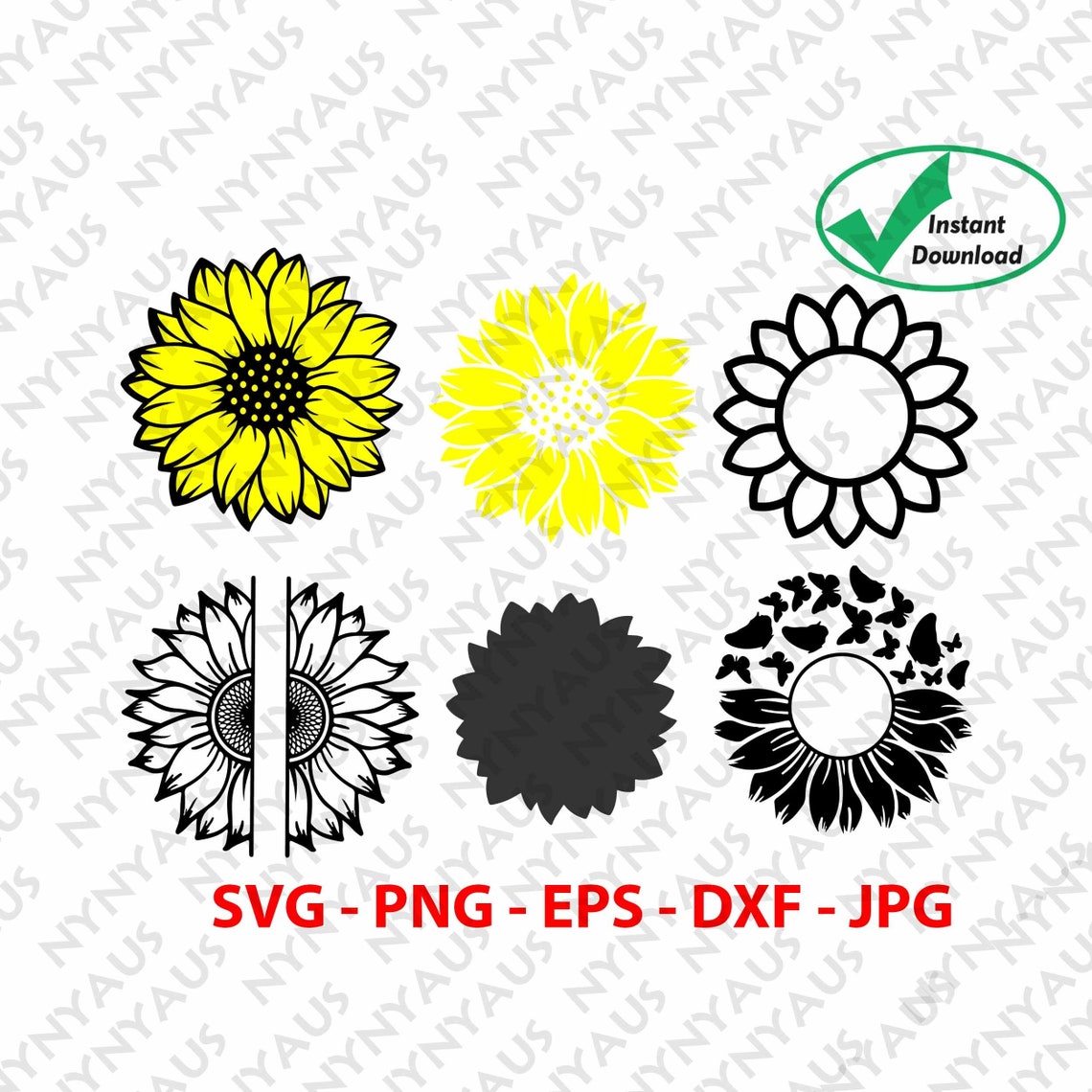 Sunflower Svg Files Sunflower Sublimation Sunflower Clipart - Etsy