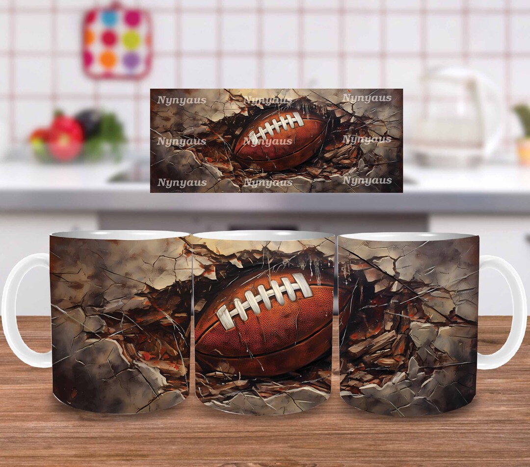 3D Football 20oz Mug Wrap Sublimation Design 3D Sport 15oz Mug Design ...