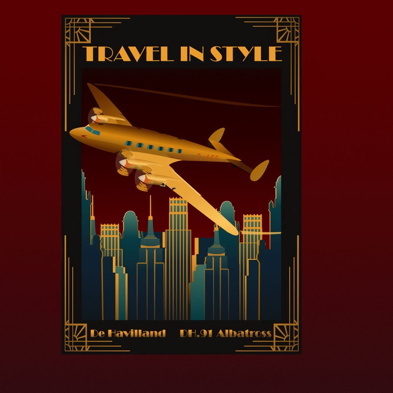 Aviation Poster Art Deco - Etsy
