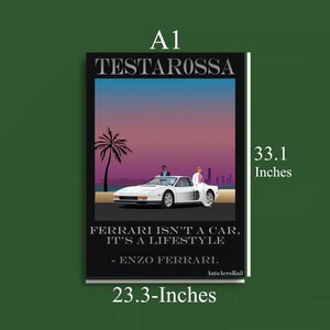 The 80s Testarossa Poster is a Perfect Gift for a Car Lover. Wall Art ...