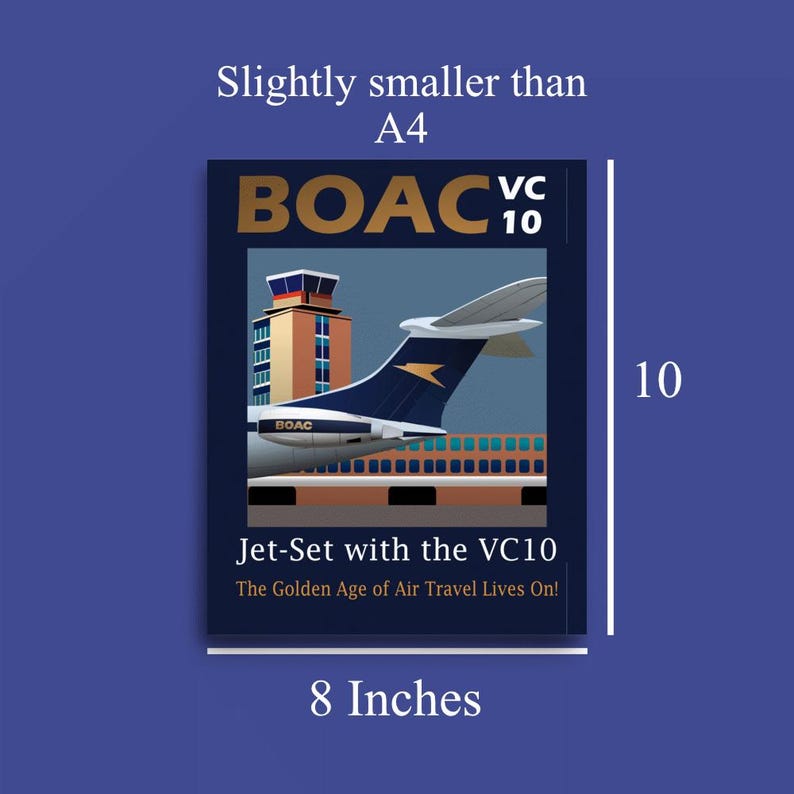 1960s Retro Style BOAC VC 10 Aircraft Poster, Retro Aviation Art ...