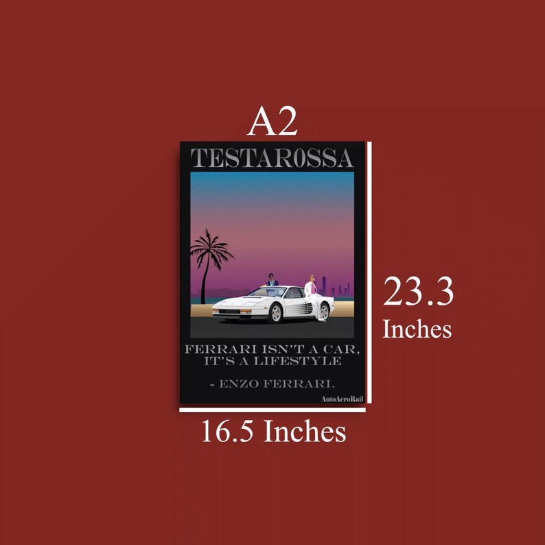 The 80s Testarossa Poster is a Perfect Gift for a Car Lover. Wall Art ...