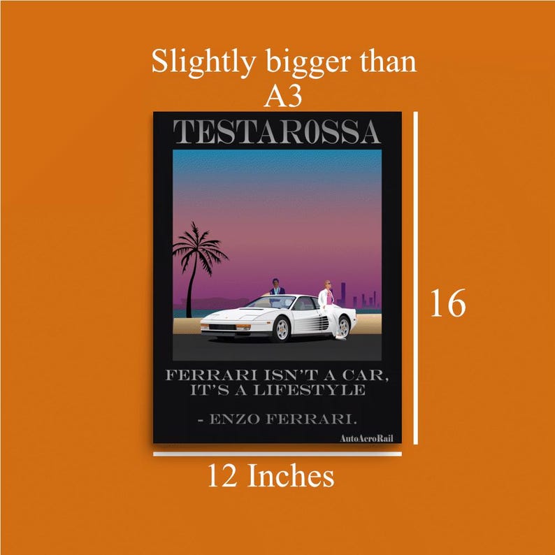 The 80s Testarossa Poster is a Perfect Gift for a Car Lover. Wall Art ...